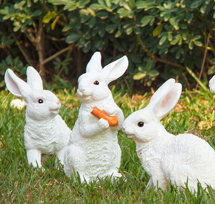 Fiberglass Rabbits LED Solar Home Garden Landscape Lighting